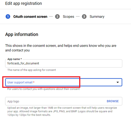 Configure OAuth Consent Screen | FortiCNP 22.4.a